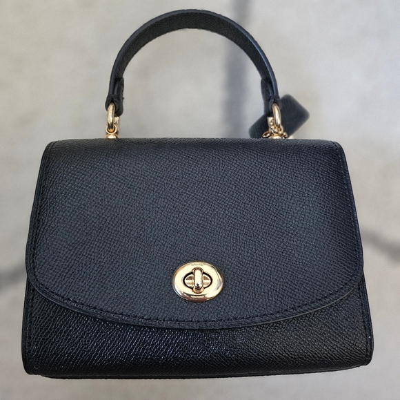 Coach | Bags | Coach Micro Tilly Top Handle Satchel Black Leather ...